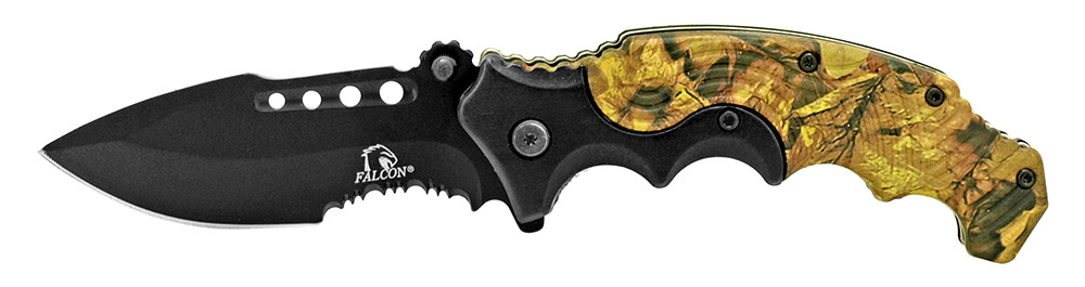 4.75" Spring Assisted Finger Grip Folding Knife - Woodland Camo
