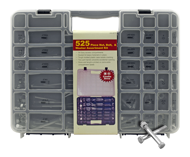 525 Piece Nut, Bolt, and Washer Fastener Assortment Kit